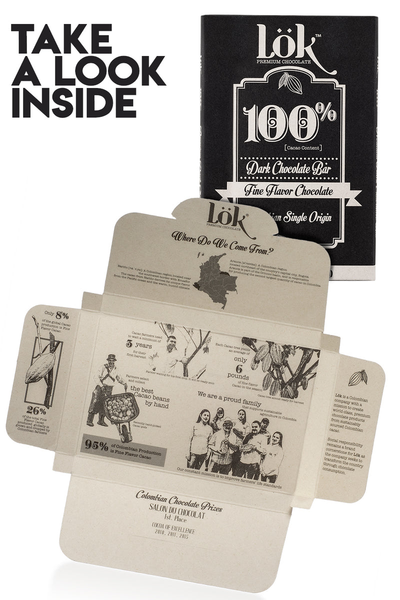 Lök Premium Dark Chocolate Bar 100% Cacao– lokfoods